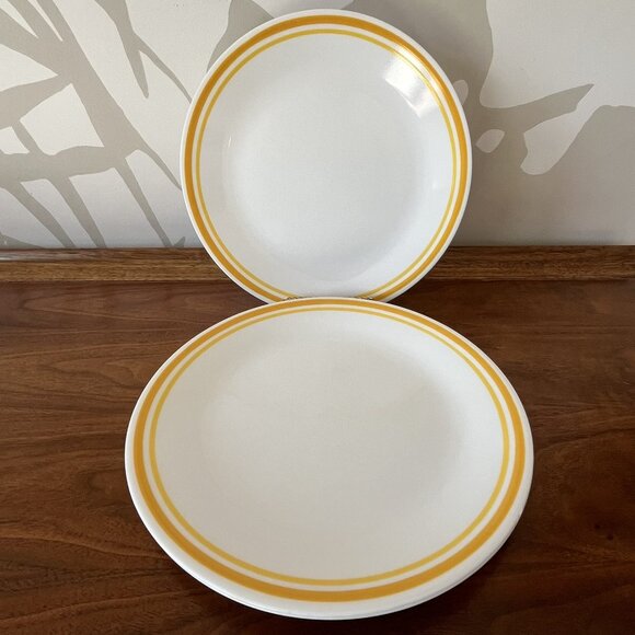 Corelle | Dining | 3 Corelle Citrus Dinner Plates Orange Yellow Bands ...
